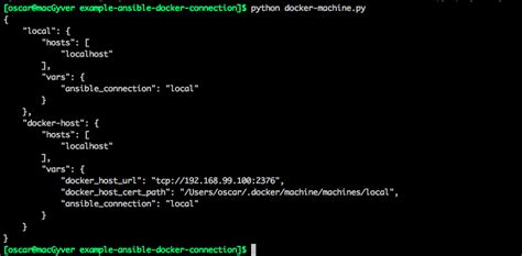 ansible how to use a docker connection with docker machine
