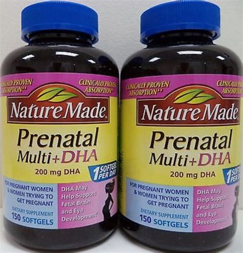 2pk Nature Made Prenatal Multi Dha 200mg 150 Softgels Each