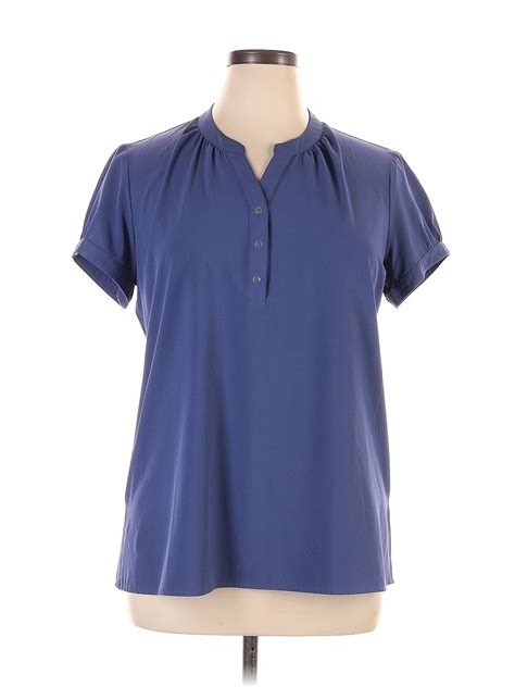 Orvis Blue Short Sleeve Blouse Size 16 77 Off Thredup
