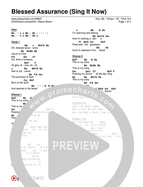 Blessed Assurance Sing It Now Chords Pdf Cain David Leonard Arr