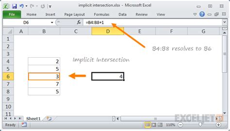 excel implicit intersection exceljet