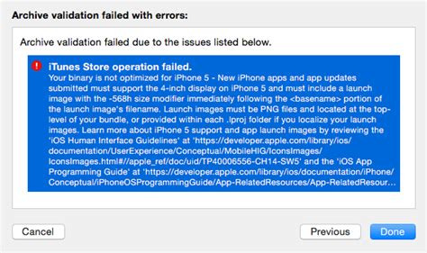 ios archive validation failed with errors 568h size modifier