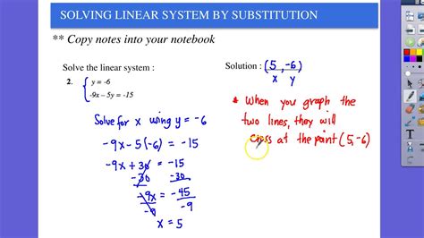 Solve Linear System By Substitution Youtube