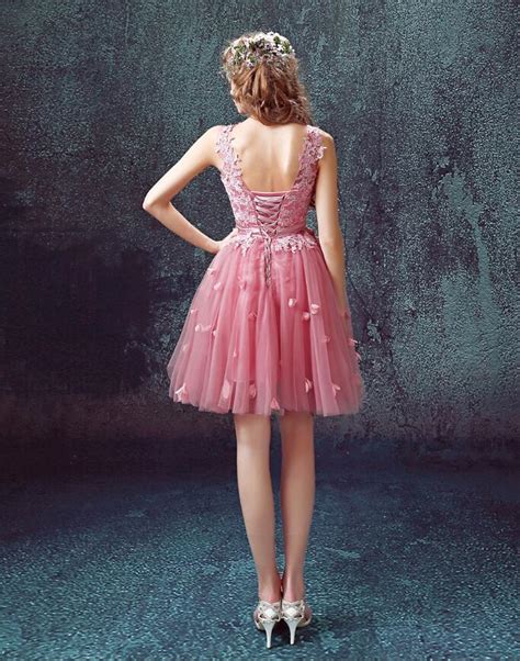 Sexy Homecoming Dress A Line V Neck Lace Tulle Short Prom Dress Party