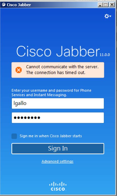 troubleshooting jabber cannot communicate with the server when using