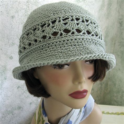Crochet Hat Pattern Womens Summer Brimmed Hat With Mesh Band Instant
