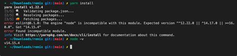 the engine node is incompatible with this module when `npm install