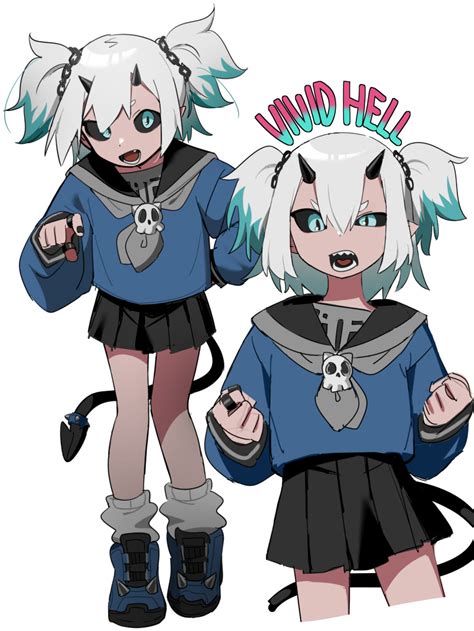 Safebooru 1girl Absurdres Angry Aqua Hair Arm Behind Back Black Horns