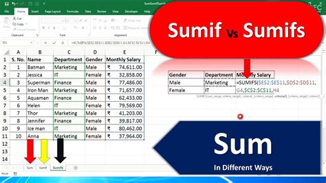 sum formula in excel sum if condition in excel sumifs