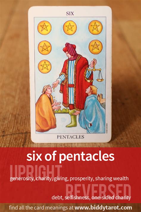 Six Of Pentacles Tarot Card Meanings Biddy Tarot Tarot Card