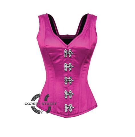Purple Satin Corset Shoulder Straps Silver Seal Lock Rebelsmarket