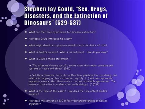 Ppt Stephen Jay Gould “sex Drugs Disasters And The Extinction Of