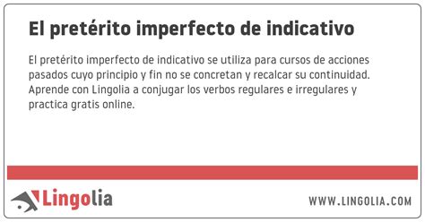 el pretérito imperfecto de indicativo