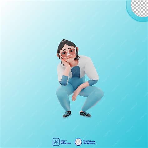 Premium Psd 3d Illustration Of Girl With Dizzy Pose