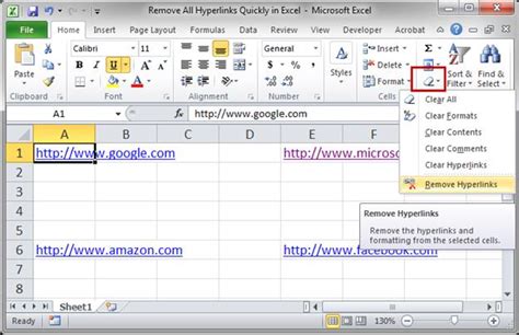 remove all hyperlinks quickly in excel