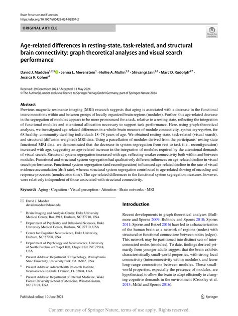 Age Related Differences In Resting State Task Related And Structural