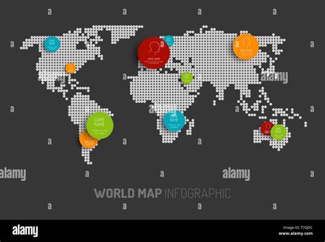 Light World Map With Pointer Marks Communication Concept Dark