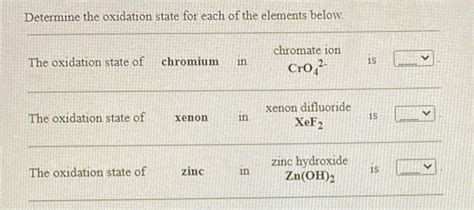 Get Answer Determine The Oxidation State For Each Of The Elements