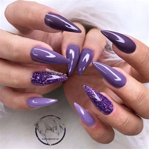 Purpur Diy Nagel 2020 Purple Acrylic Nails Purple Nail Art