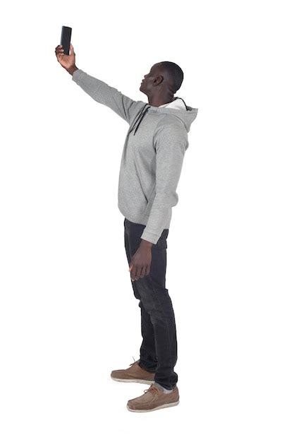 Premium Photo Side Rear View Of A Man Taking A Selfportrait With His
