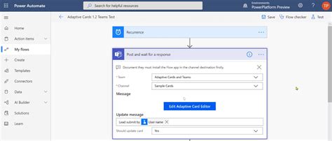 register response from custom adaptive cards sent from