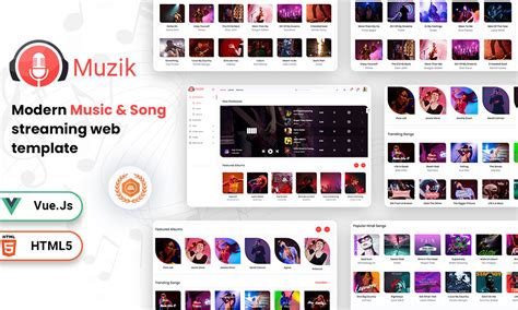 muzik vuejs html music streaming admin template