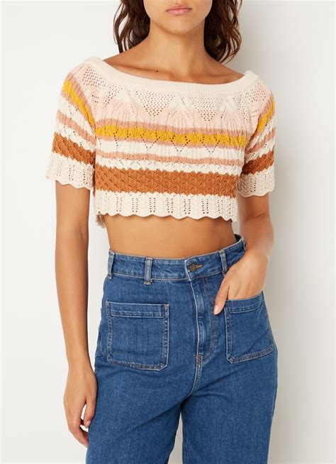 Baandsh Jansan Off Shoulder Crop Top Met Crochet • Multicolor • De Bijenkorf