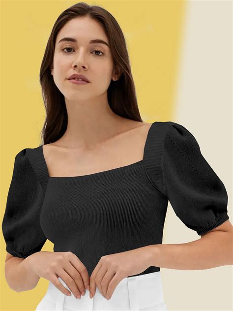 Buy Berrybird Square Neck Puff Sleeve Top Tops For Women 27883200