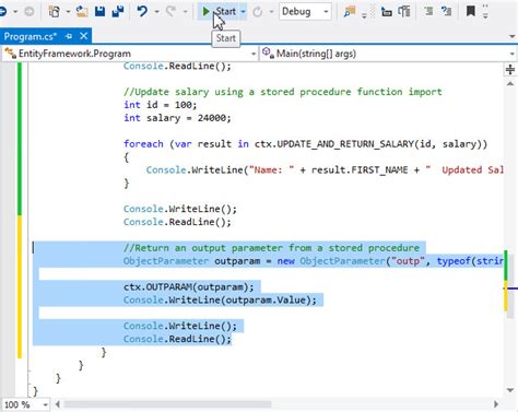 retrieving output parameters from stored procedures