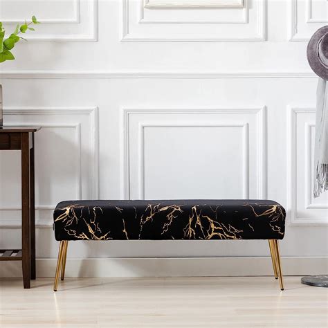Buy Duhome Modern Gilding Velvet Bench Ottoman Upholstered Bedroom