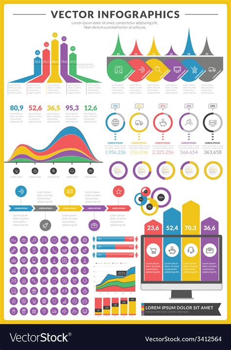 Big Pack Of Data Visualization Infographics Vector Image