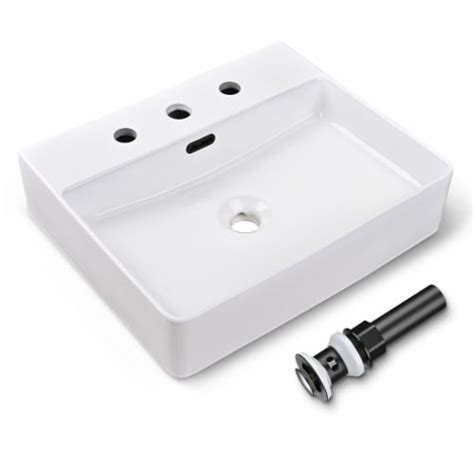 Aquaterior 20 Rectangle Bathroom Vessel Sink White Ceramic Above