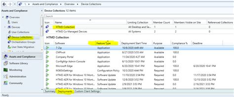easiest way to find deployments targeted to a collection in sccm