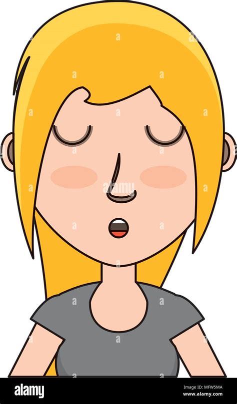 Cartoon Girl With Long Hair Over White Background Colorful Design