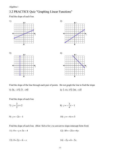3 2 Practice Quiz Graphing Linear Functions ©e M 2 C 0 L 2 P 1 Q