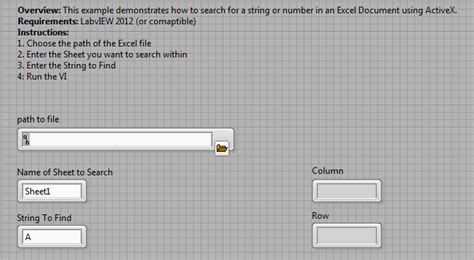 search an excel spreadsheet from labview ni community