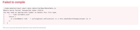 reactjs issue of react smart data table in react js