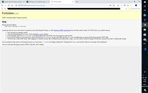 forbidden 403 csrf verification failed request aborted django admin