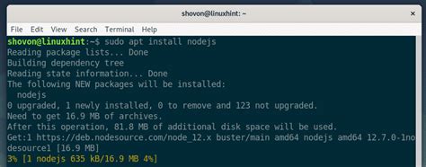 installing node js on debian 10 linux hint