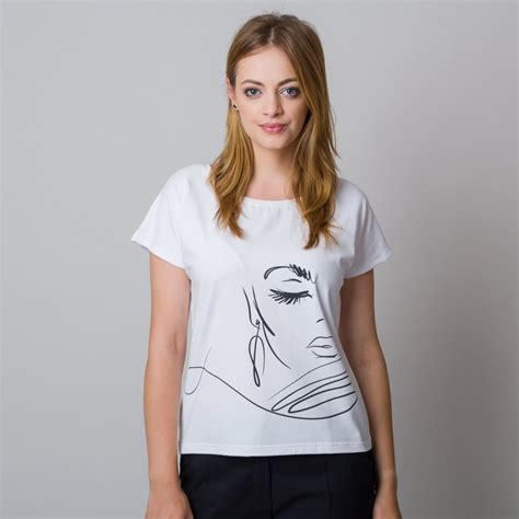Damen T Shirt In Weiß Mit Schwarzem Aufdruck 11941 Willsoor De