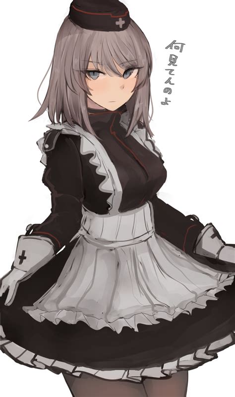 Safebooru 1girl Alternate Costume Apron Bangs Black Dress Black