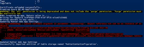 step 7 deployment error set azurermwebapp cannot validate argument
