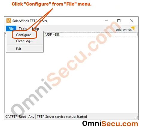 how to configure solarwinds tftp server