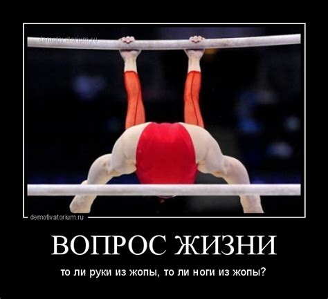 Демотиватор ВОПРОС ЖИЗНИ то ли руки из жопы то ли ноги из жопы