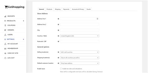 set up the users and store settings on the frontend dashboard