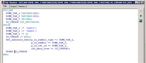 oracle how to print sys refcursor with plsqldeveloper window stack
