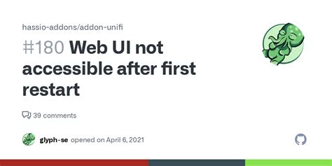 web ui not accessible after first restart · issue 180 · hassio addons