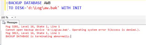 sql server fix error cannot open backup device
