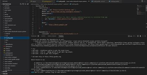 could not resolve all dependencies for configuration react native
