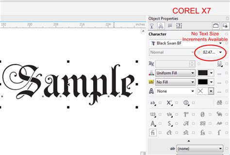 text sizing in object properties coreldraw x7 coreldraw graphics